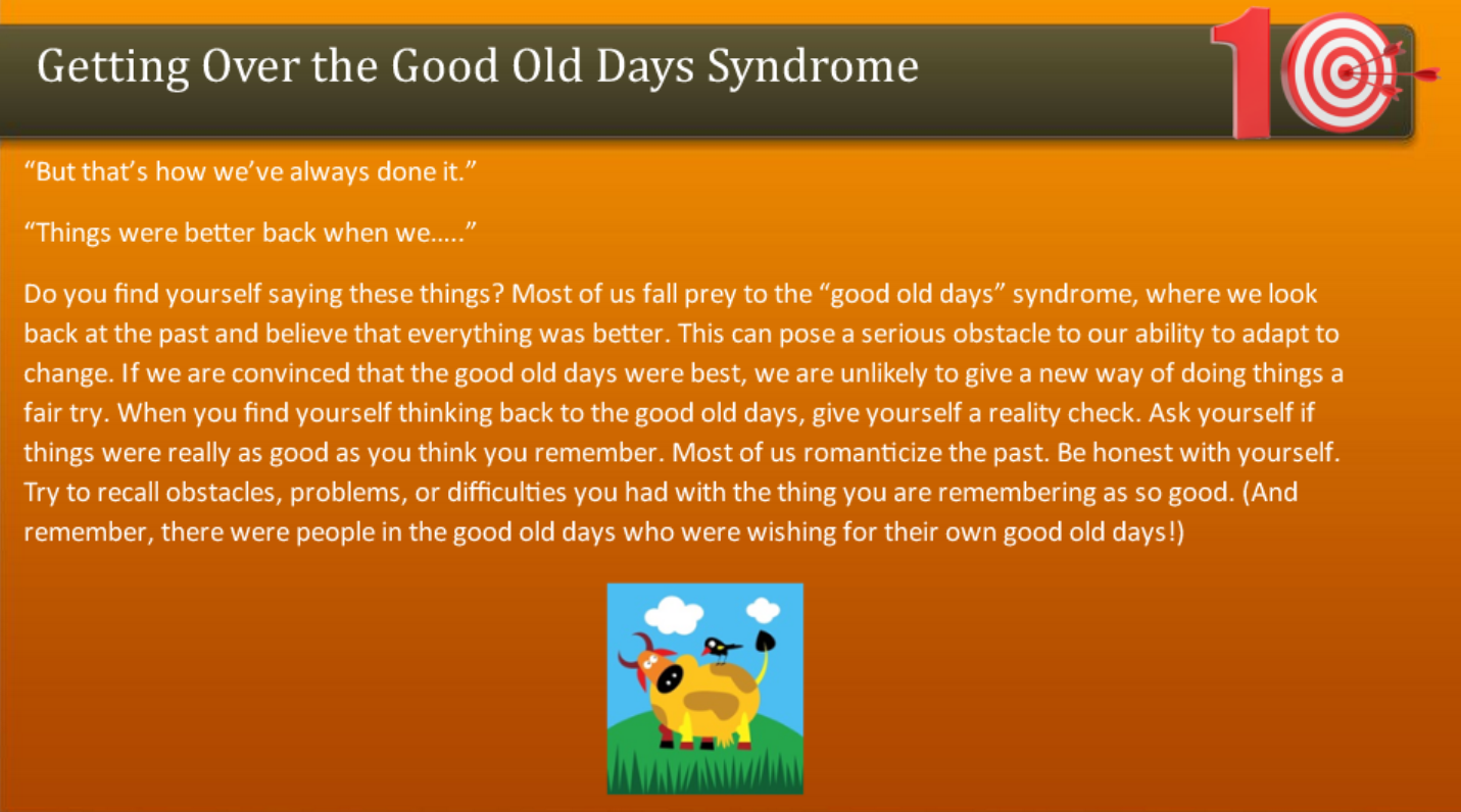 Getting Over the Good Old Days Syndrome - FreshSkills