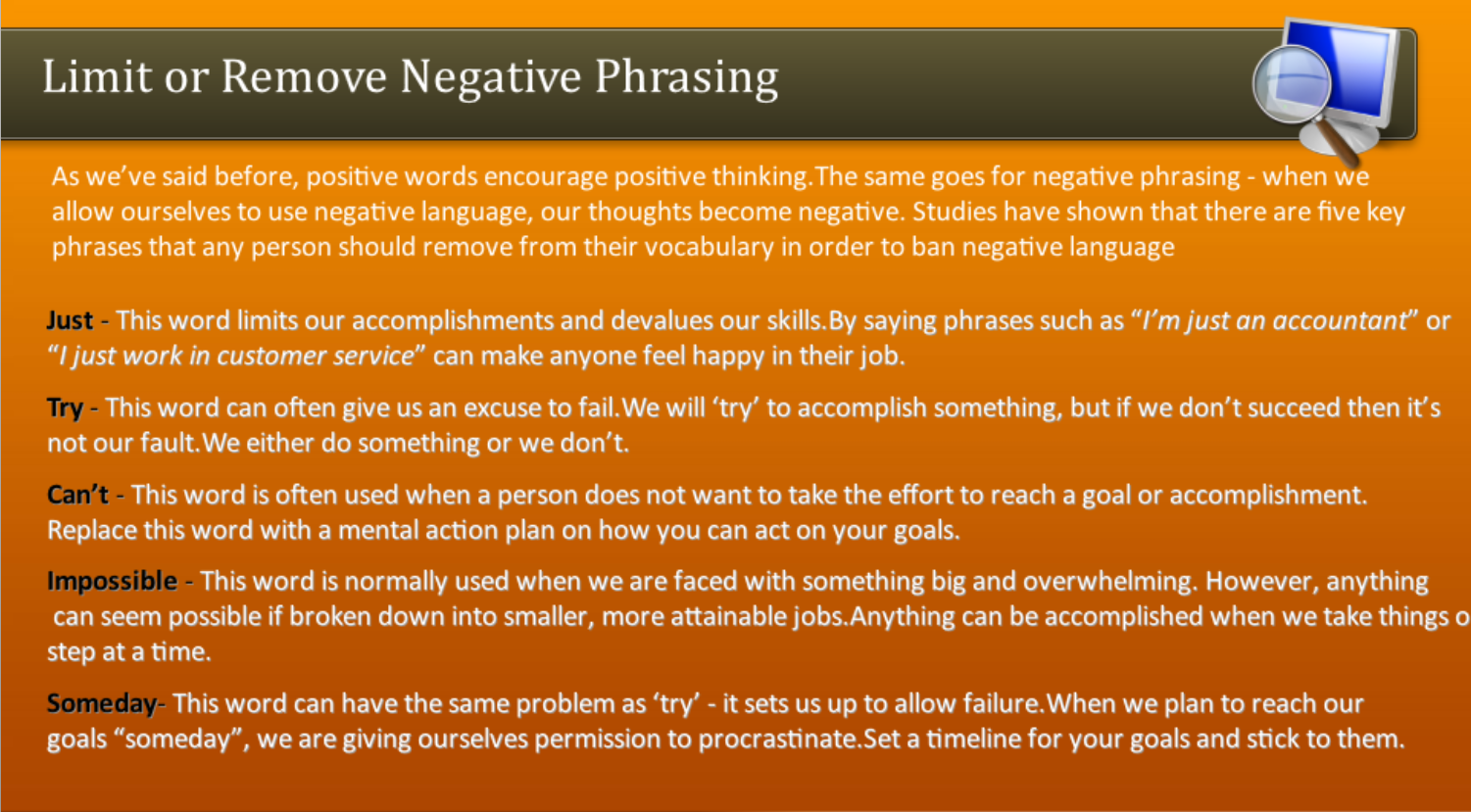 Limit or Remove Negative Phrasing - FreshSkills
