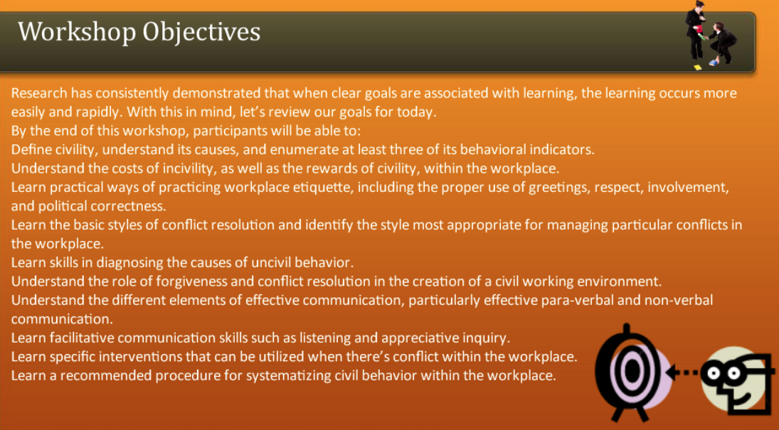 Workshop Objectives Civility In The Workplace - FreshSkills