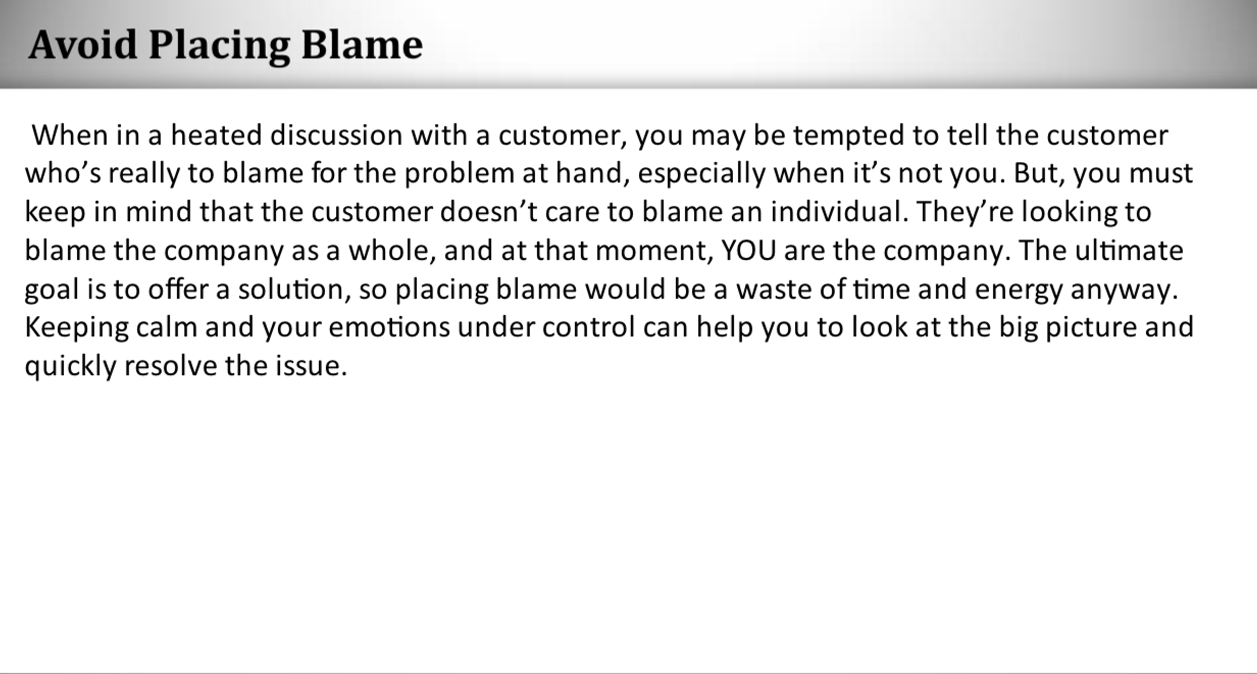 Avoid Placing Blame - FreshSkills