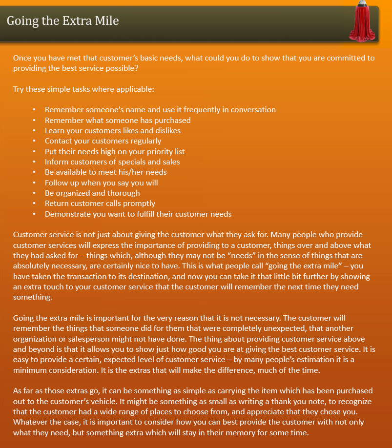 Going the Extra Mile - FreshSkills