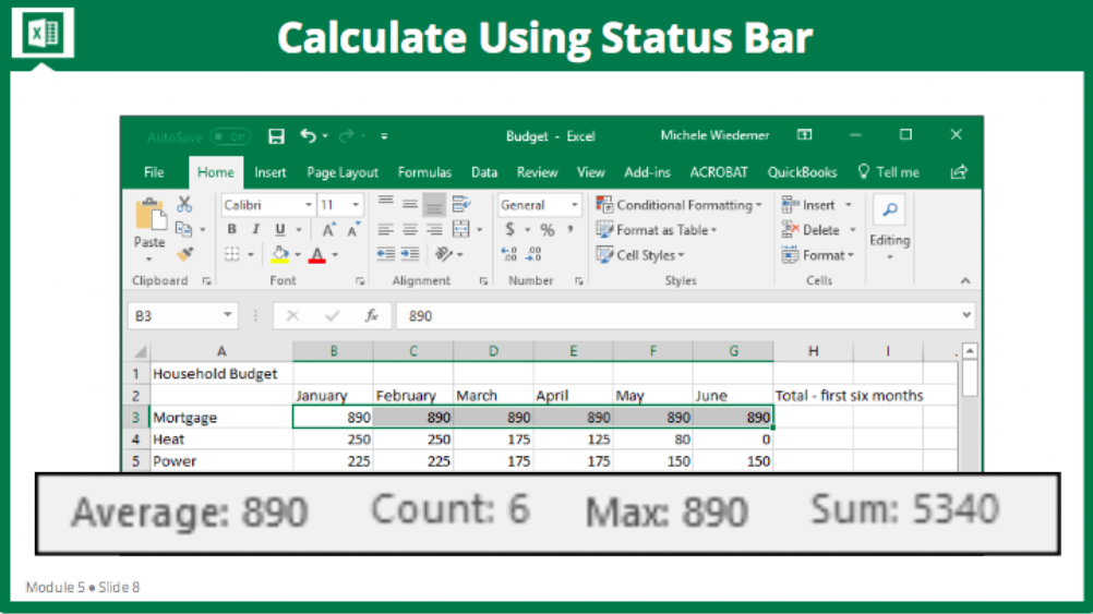 Calculate Using Status Bar - FreshSkills
