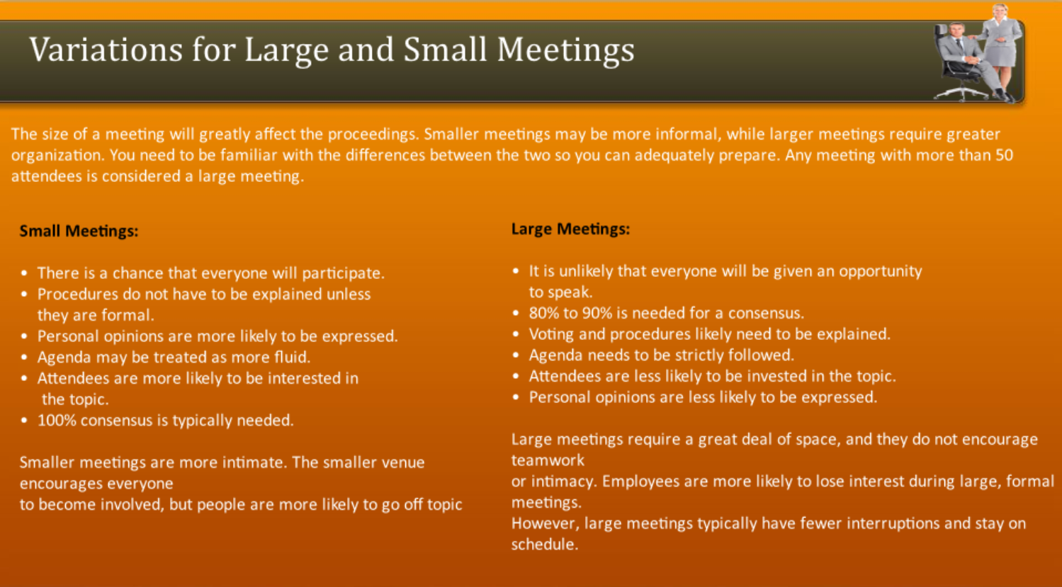 Variations for Large and Small Meetings - FreshSkills