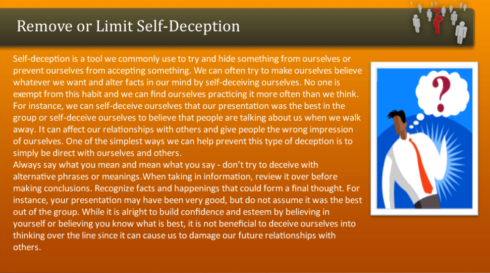 Remove or Limit Self-Deception - FreshSkills