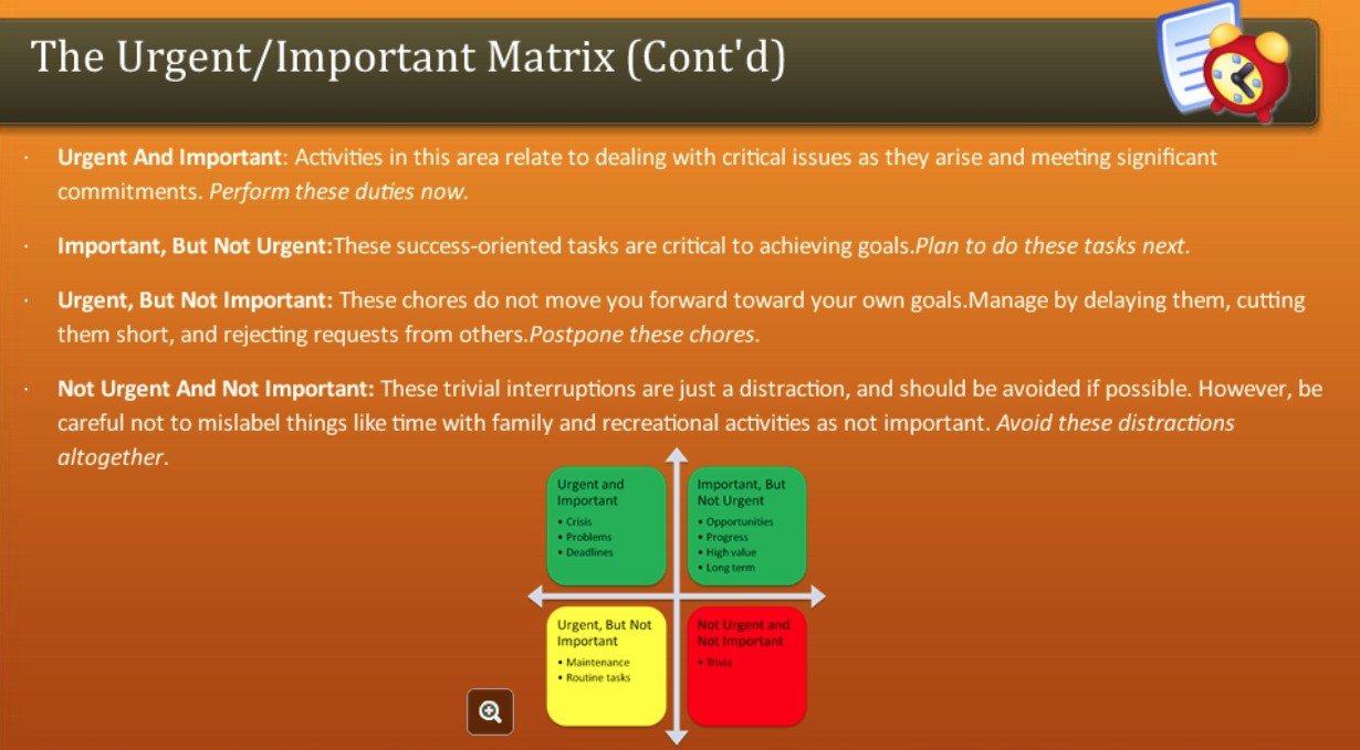 The Urgent Important Matrix-cont'd - FreshSkills