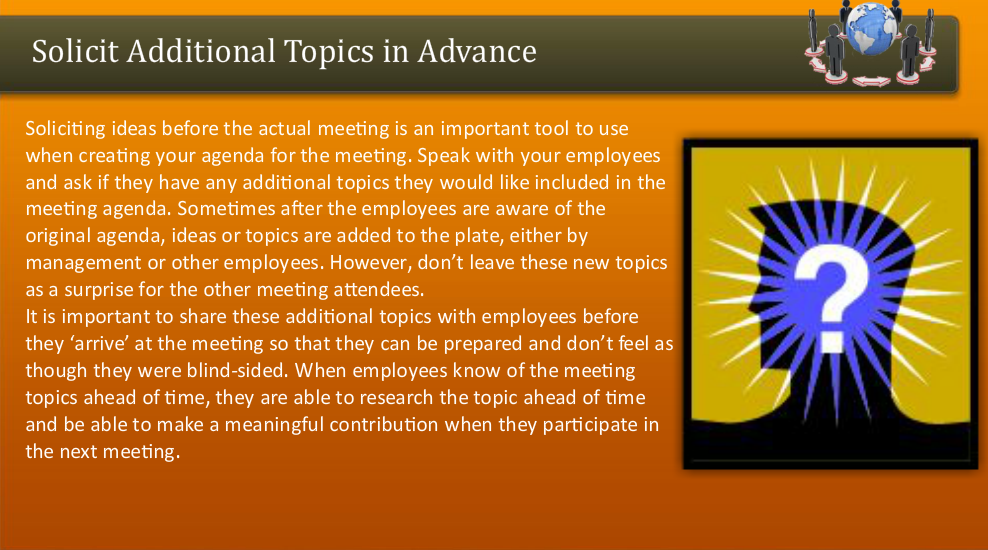 Solicit Additional Topics in Advance - FreshSkills